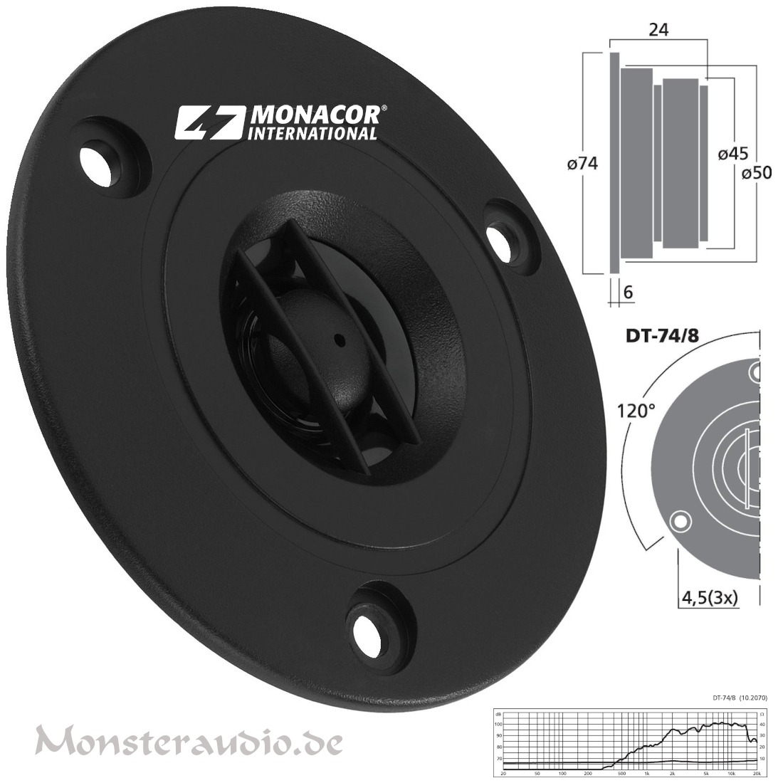 Monsteraudio - Monacor DT-74/8 11mm Mini-Hochtöner rund 30 Watt