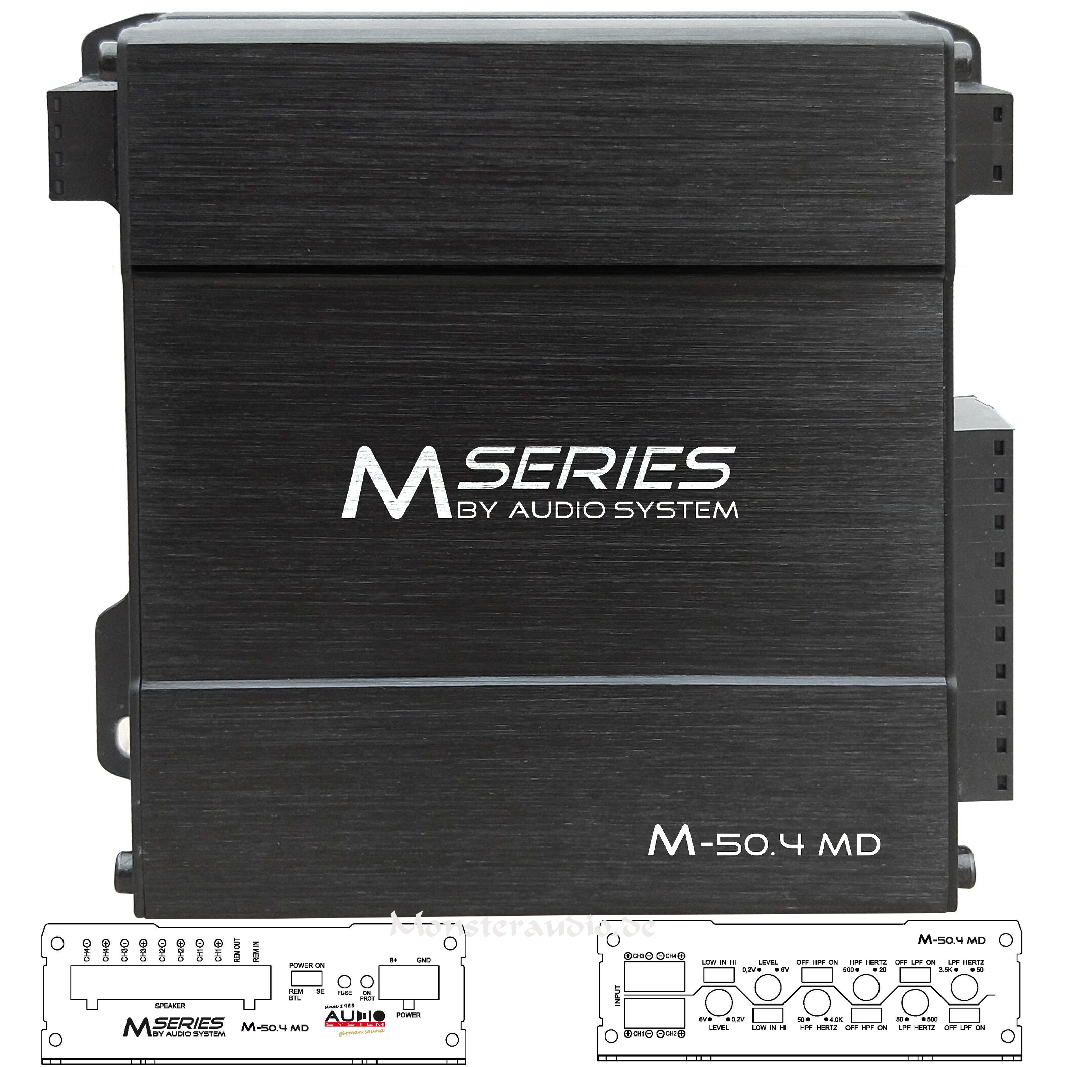 Monsteraudio - Audio System M-50.4 MD Mini 4-Kanal Verstärker Endstufe ...